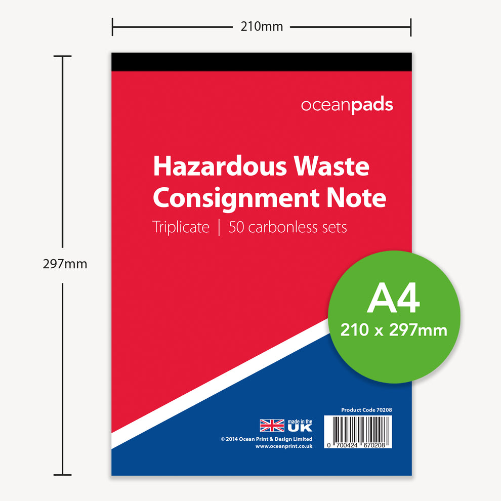 Environment Agency Hazardous Waste Consignment Note HWCN01v112 (70208 ...